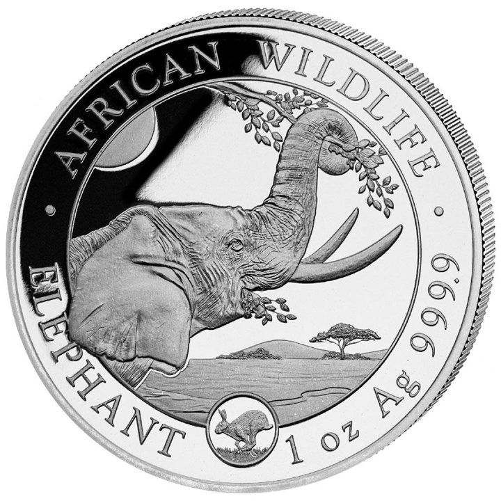 African Wildlife: Somali Elephant 1 oz Silver 2023 Privy Mark 'Year of the Rabbit' | Metal ...