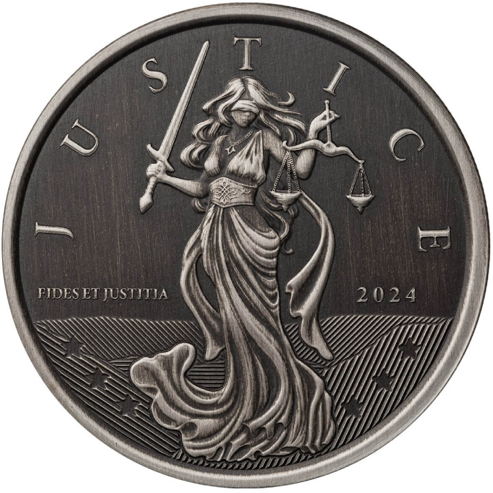 Gibraltar: Lady Justice 1 oz Silver 2024 Antiqued Coin | Metal Market ...