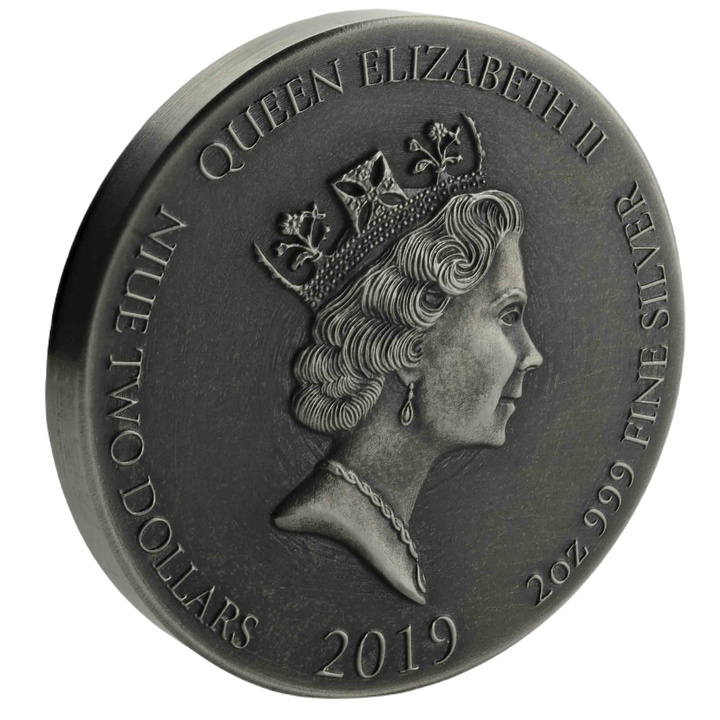 Niue: Biblical - Cast the First Stone 2 oz Silver 2019 Proof Antiqued ...