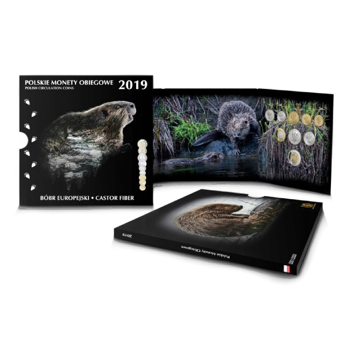 Polish Circulation Coins "Castor Fiber" - Coin Set 1 Grosz - 5 PLN 2019 ...