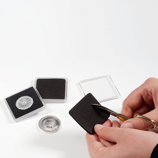 Square coin capsules QUADRUM, empty, per 100 pcs. | Metal Market Europe