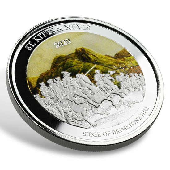 St. Kitts & Nevis: Siege of Brimstone Hill colored 1 oz Silver 2020 ...
