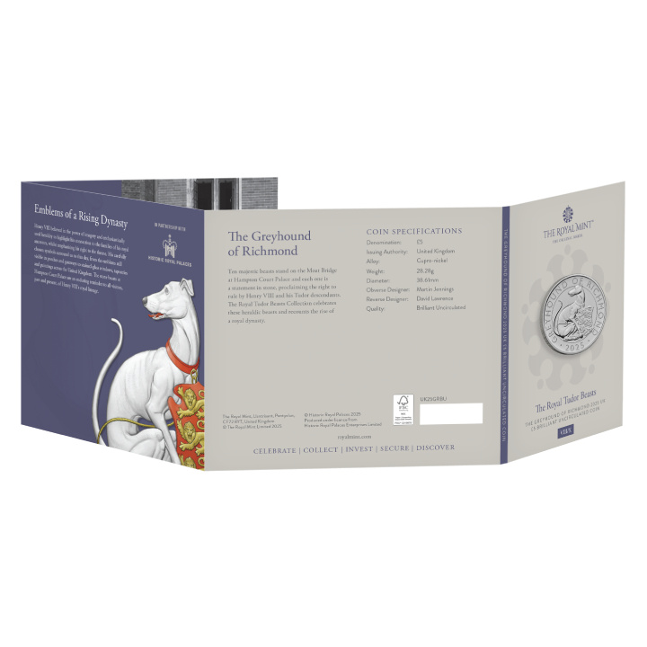 The Royal Tudor Beasts: The Greyhound of Richmond £5 Cupro-nickel 2025 | Metal Market Europe