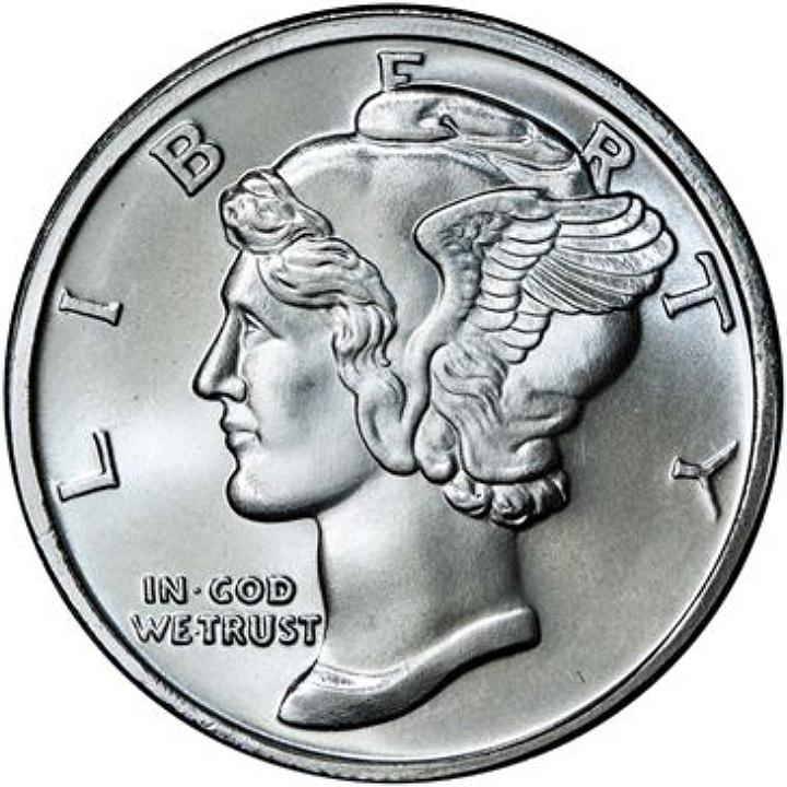 Classic Design: Mercury Dime Design 1 oz Silver Round | Metal Market Europe