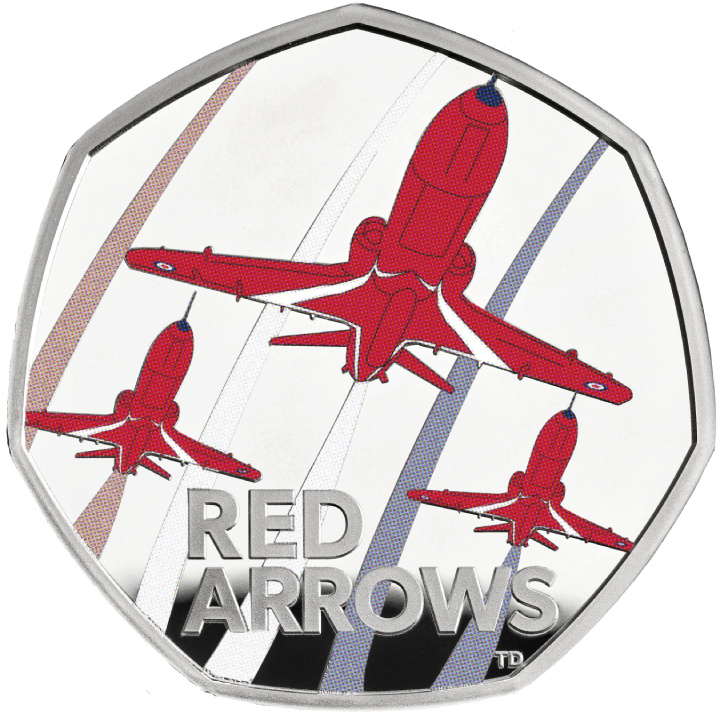 The Red Arrows coloured 50p Silver 2025 Proof Piedfort | Metal Market ...