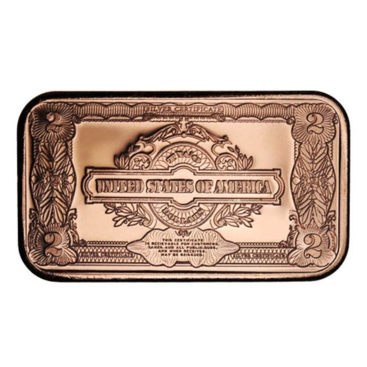 Kupferbarren $2 US Thomas Jefferson Banknote 1 oz | Metal Market Europe