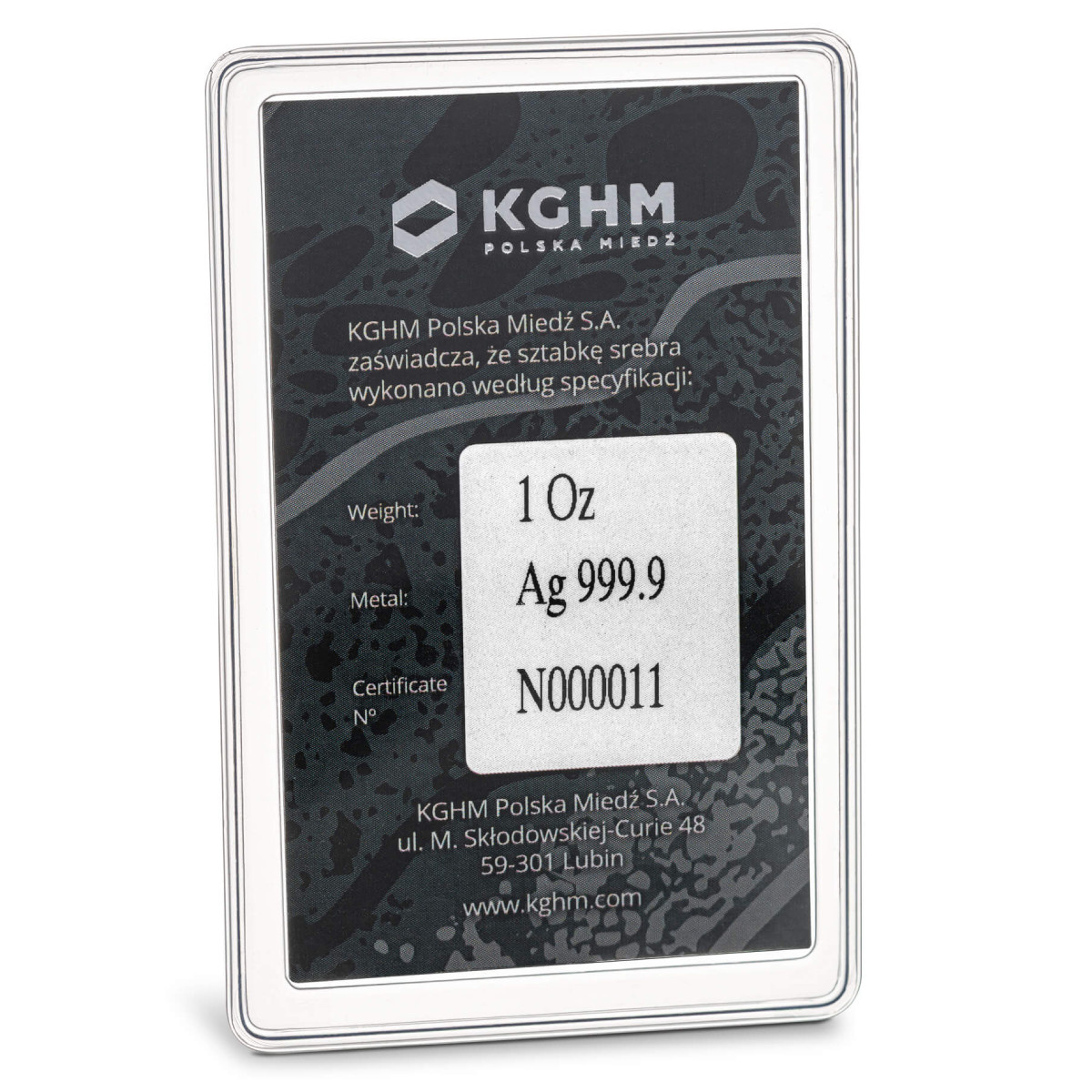 KGHM Bar 1 oz Silver | Metal Market Europe