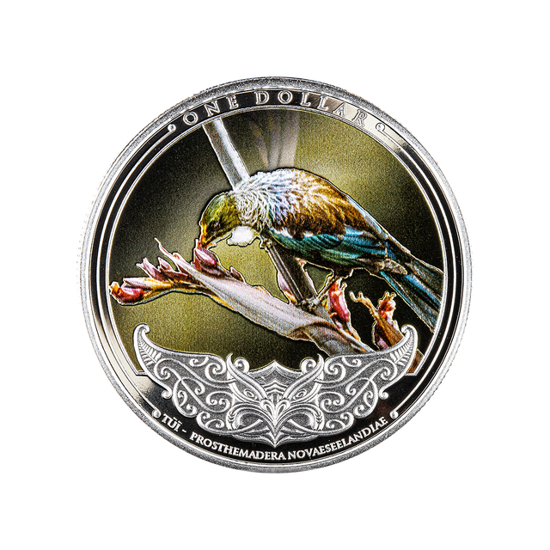 Discover New Zealand: Tui coloured 1 oz Silver 2021 Proof | Metal ...