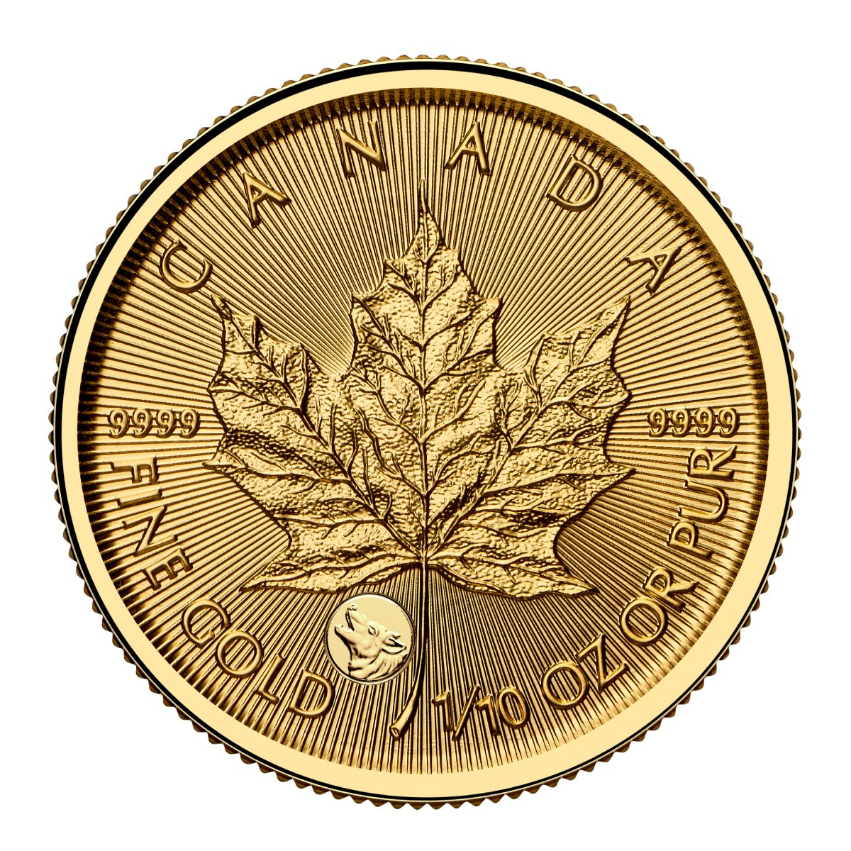 Hoja de Arce Canadiense 1/10 oz Oro 2026 Privy Wolf Mark | Metal Market Europe