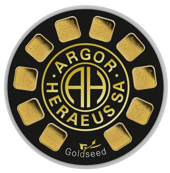 10 x 1 gram Gold Bar Round MultiCard Argor Heraeus | Metal Market Europe