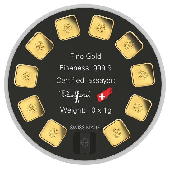 10 x 1 gram Gold Bar Round MultiCard Argor Heraeus | Metal Market Europe