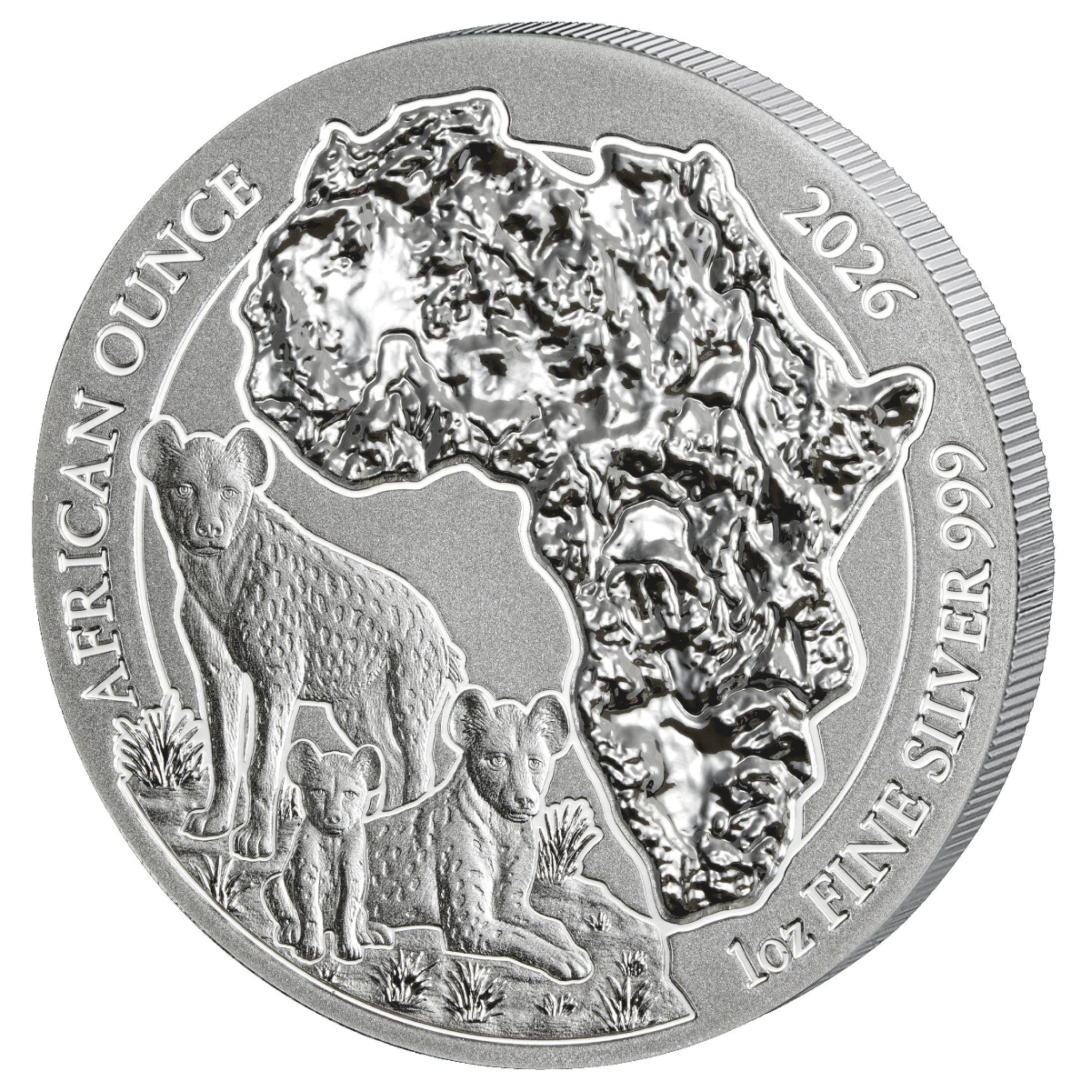 Ruanda: African Ounce - Hiena manchada 1 onza Plata 2026 | Metal Market ...