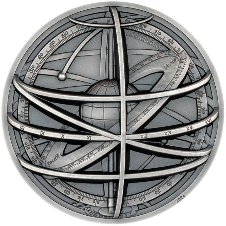 Cook Islands: Historic Instruments - Armillary sphere 2 oz Silver 2024 ...