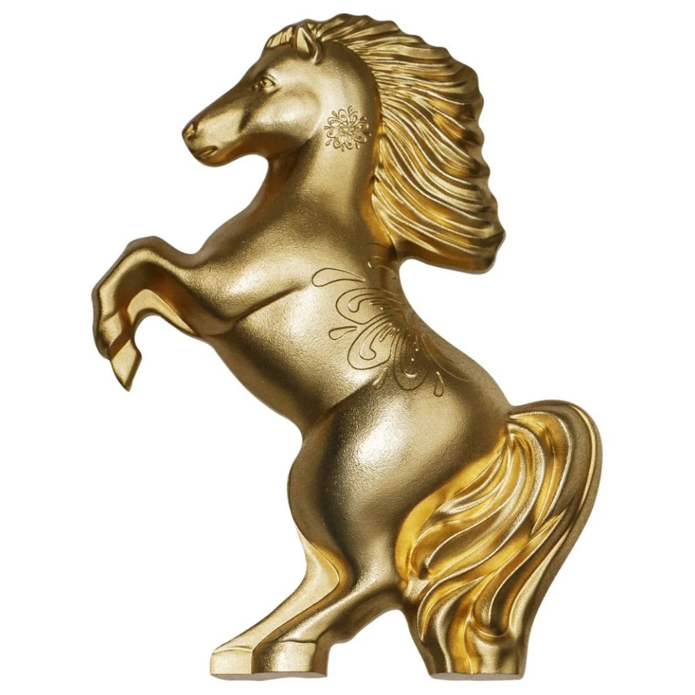 Mongolia: Año del Caballo dorado 1 oz Plata 2026 Antiqued Coin | Metal ...