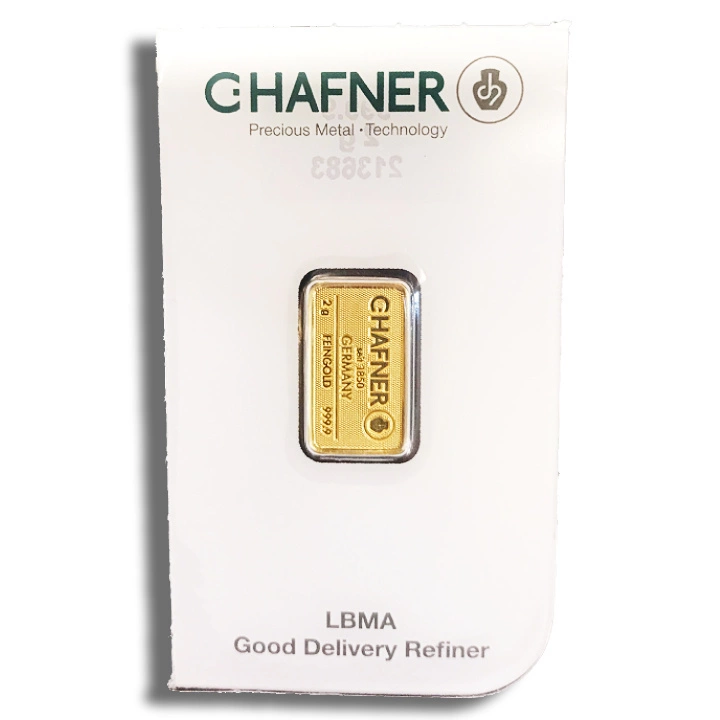 Barra C. Hafner 2 gramos Oro LBMA GD Refiner - Smart Pack | Metal Market Europe