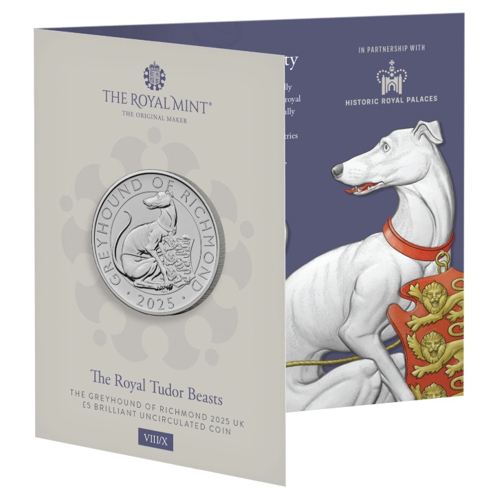 The Royal Tudor Beasts: The Greyhound of Richmond £5 Miedzionikiel 2025 | Metal Market Europe