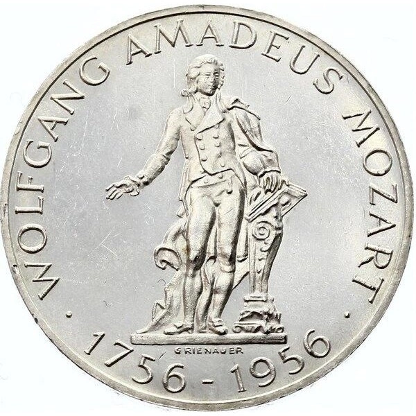 Austria: 25 Schillings – 200th Anniversary of Wolfgang Amadeus Mozart’s Birth Silver 1956 ...