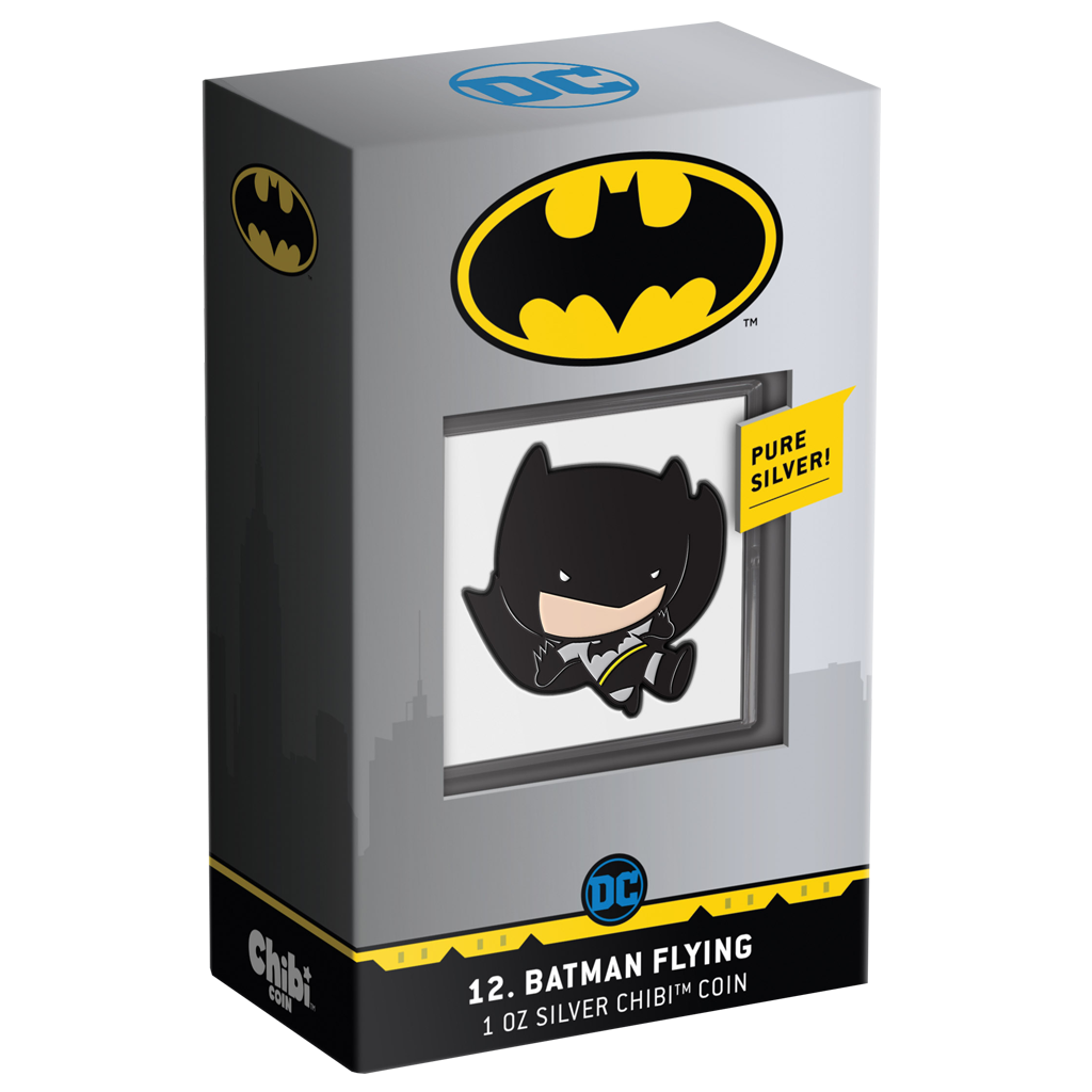 Niue: DC Comics - Batman Flying Chibi Coin kolorowany 1 uncja Srebra ...