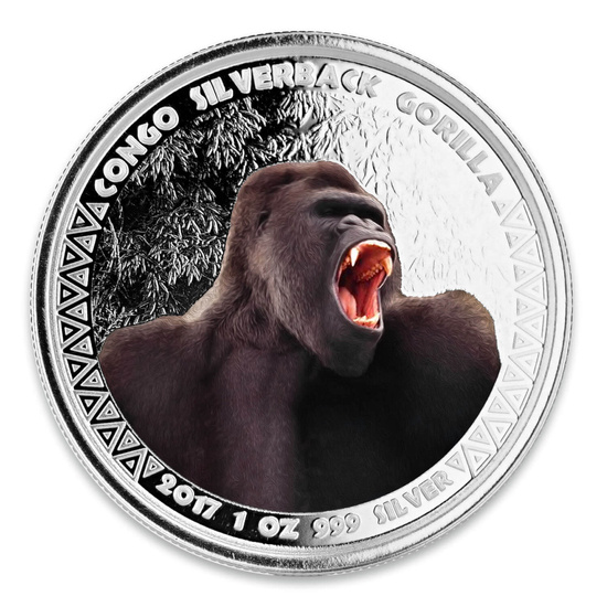 Congo: Silverback Gorilla coloured 1 oz Silver 2017 Proof | Metal ...