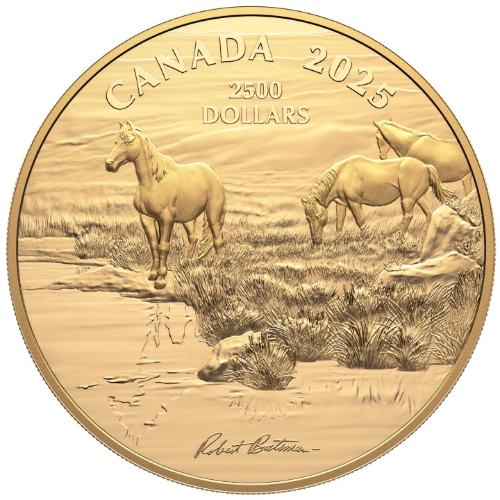 Canada: Mustang Country by Robert Bateman $2500 Złoto 2025 Proof ...