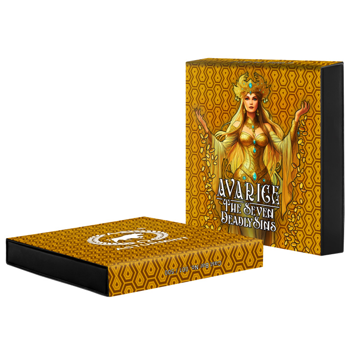 Sztabka Asturmint: The Deadly Seven Sins - Avarice kolorowana 2 uncje Srebra 2024 Antique Finish ...